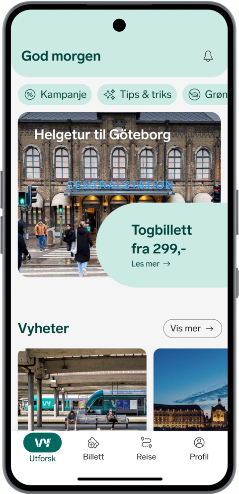 Vy | Tog | Buss | Taxi | Bestill din reise på vy.no